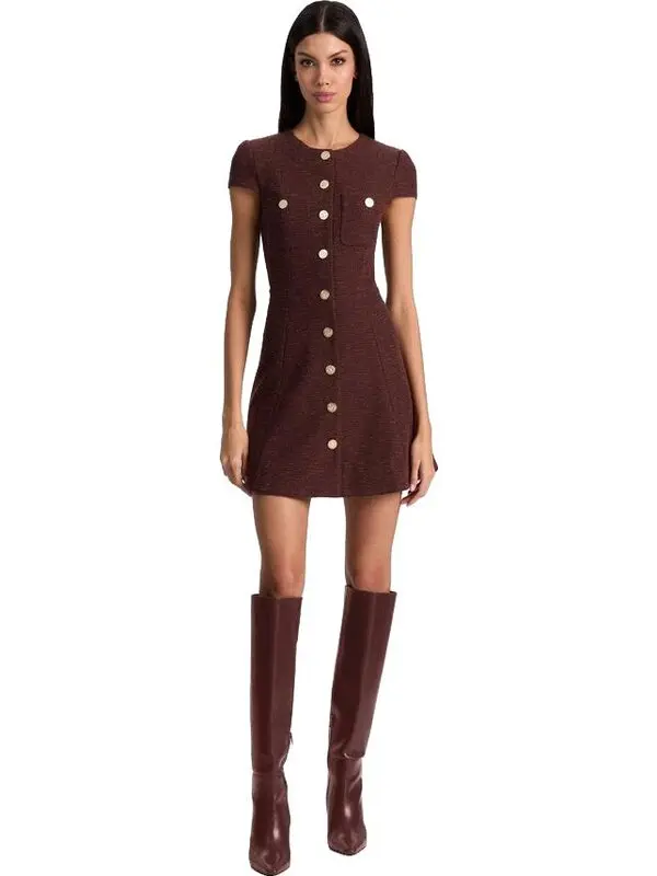 Alice + Olivia Shiloh Mini Dress - Brown / Pink / Yellow