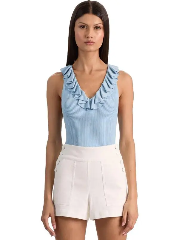 Alice + Olivia Marnie Ruffle Tank - Blue
