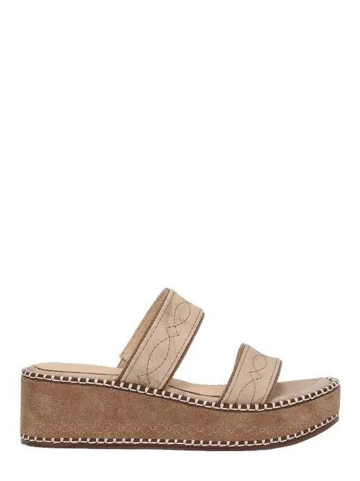 THE FRYE COMPANY Joy Woodstock 2 Band Platform Slides - Natural