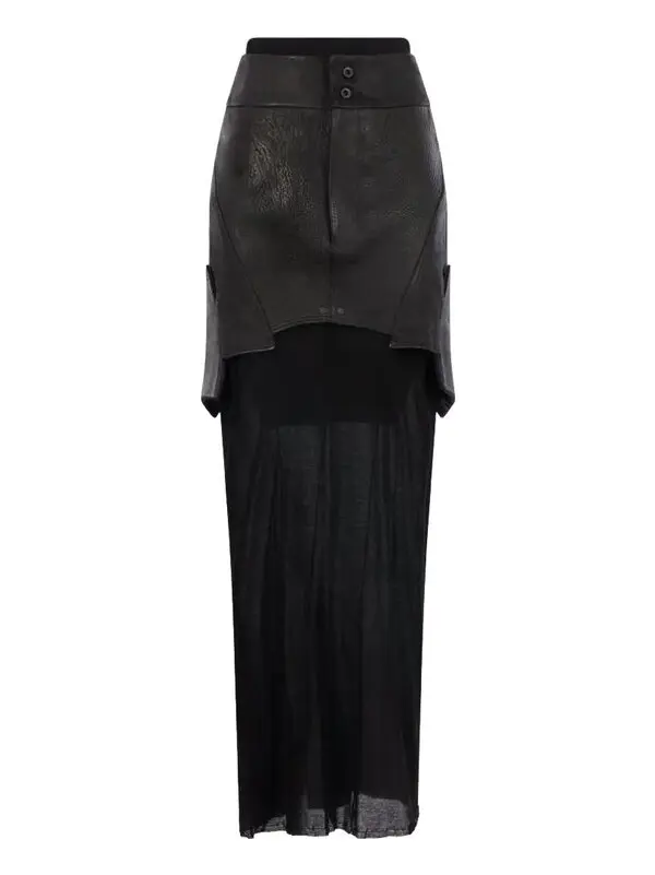 YEHUAFAN Asymmetric Leather Skirt - Black