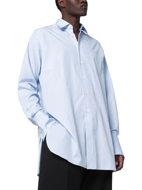 NAMACHEKO Striped Cotton Shirt - Light Blue