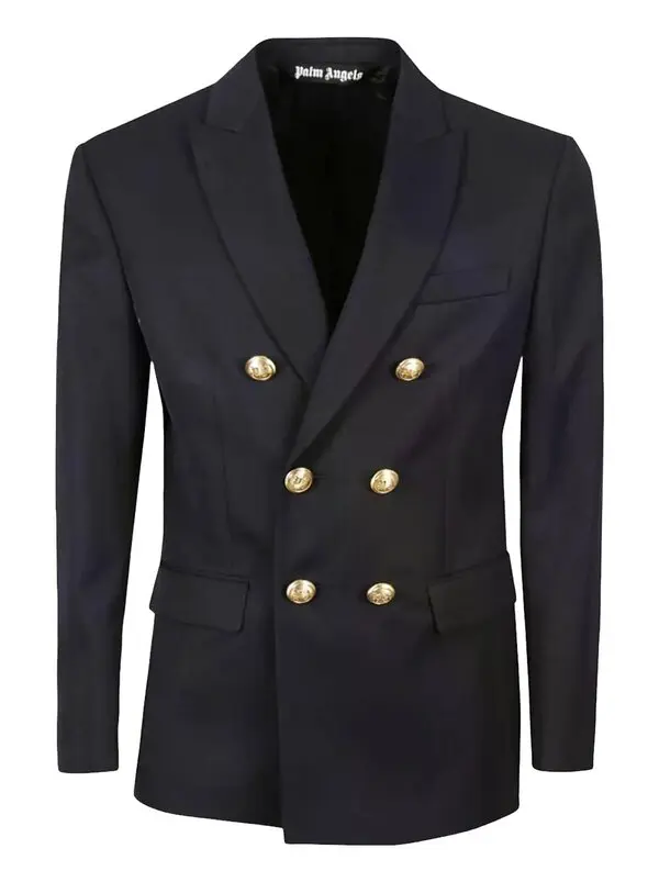 Palm Angels Embroidered Double-breasted Blazer - Blue