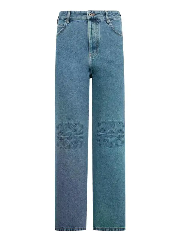 Loewe Anagram-embroidered Straight Leg Jeans - Blue