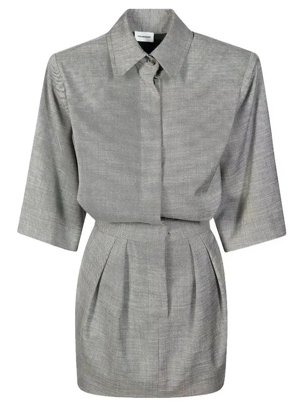 Andamane Axel Padded-shoulder Mini Dress - Grey