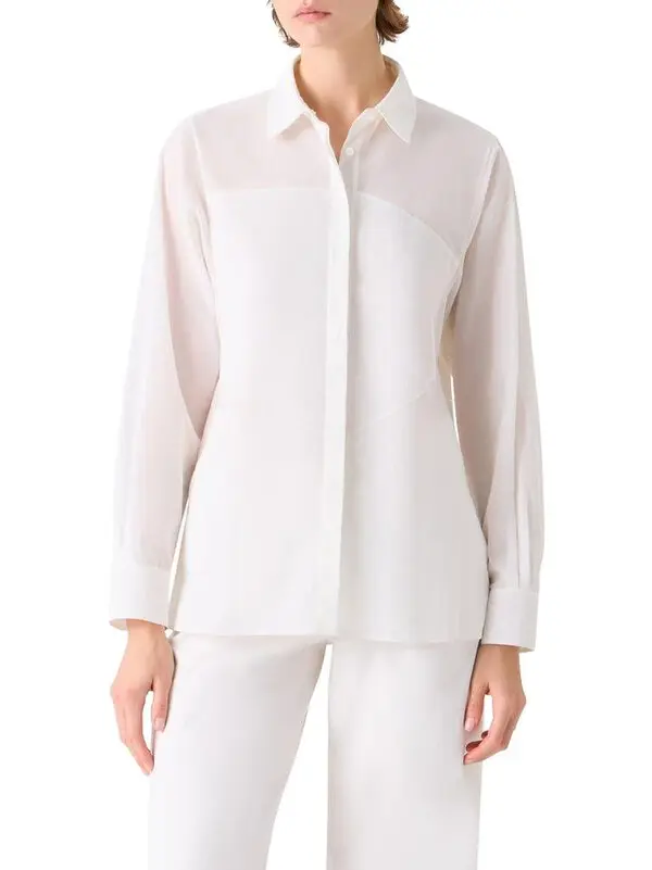 Akris Polygon Cotton Voile Shirt - White