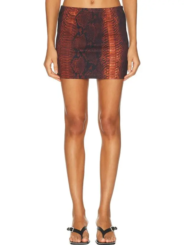 Jean Paul Gaultier Cotton Ribbed Printed Python Mini Skirt - Brown & Black