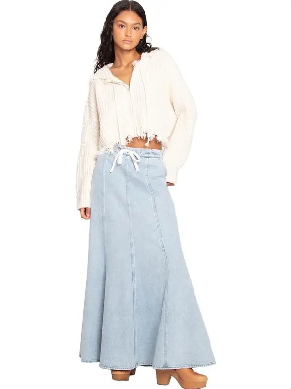 BELLE & BLOOM Flared Maxi Skirt - Stonewash