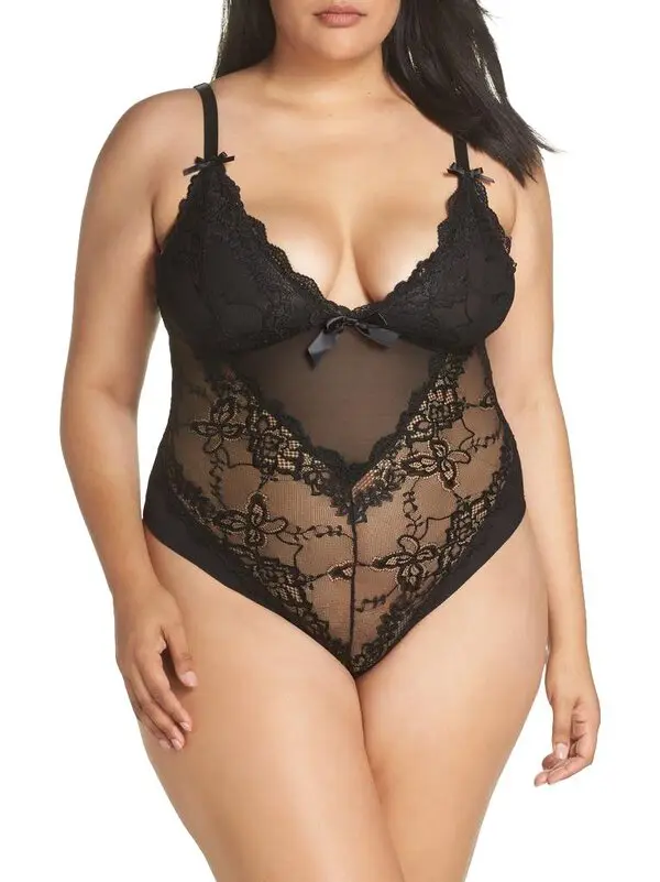 OH LA LA CHERI Valentine Lace Teddy - Black