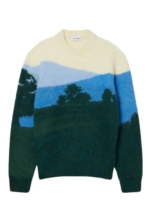 Lacoste Landscape Pattern Crewneck Sweater - Green/vaporous-overview