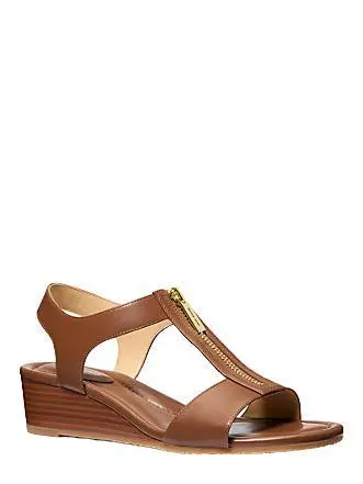 Michael Kors Berkley Leather Wedge Sandal - Brown