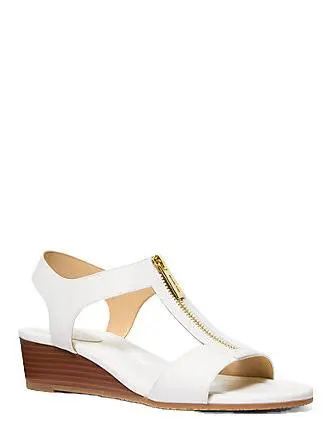 Michael Kors Berkley Leather Wedge Sandal - White