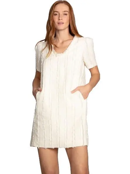 BELLE & BLOOM Solana Fringe Shift Mini Dress - Natural