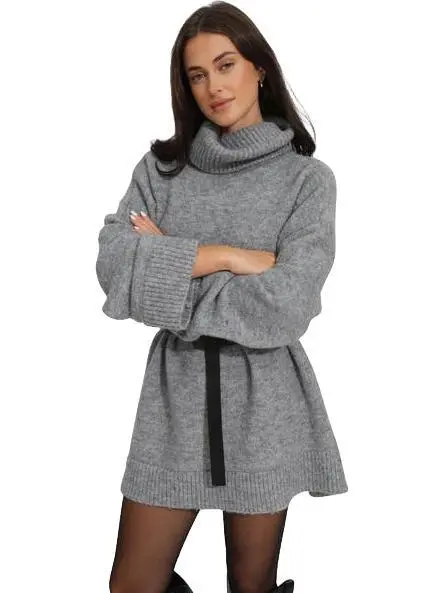 BELLE & BLOOM Oversized Tunic Sweater - Grey