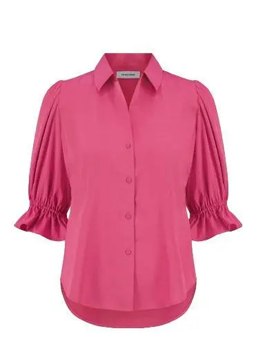 THE NOLI SHOP Cindy Ruffle Sleeve Shirt - Petal Pink
