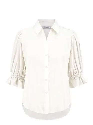 THE NOLI SHOP Cindy Ruffle Sleeve Shirt - White