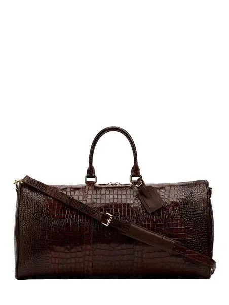 MARC NOLAN Large Weekender Duffle Bag - Brown Croc