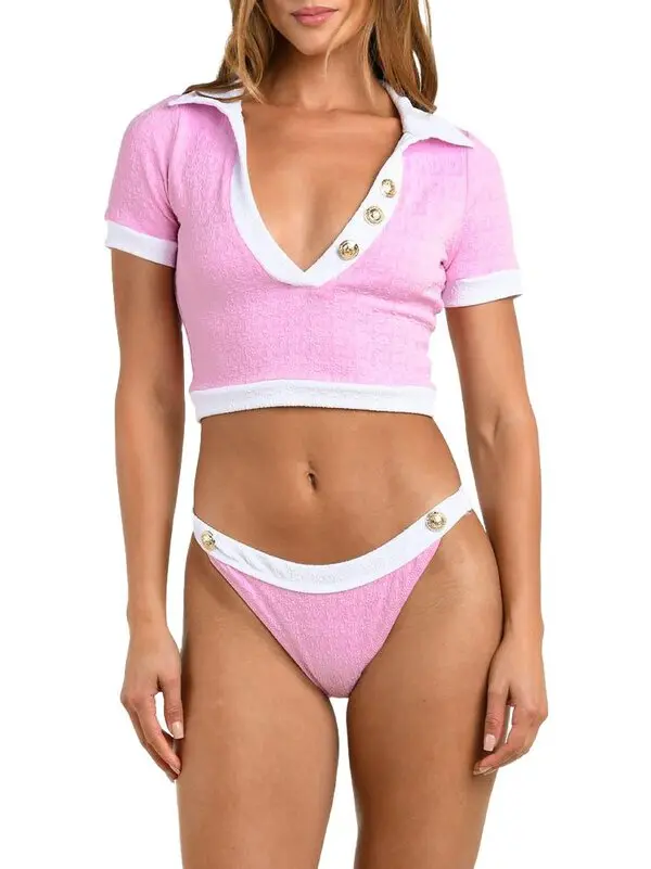 L'Agence Anastasia Colorblock Crop Rashguard - Blush