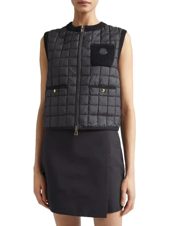 Moncler Knit & Quilted Down Vest - Black