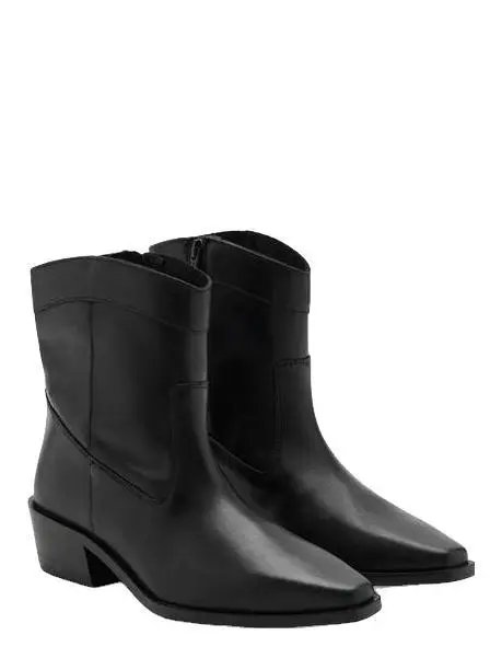 Mango Block Heel Bootie - Black