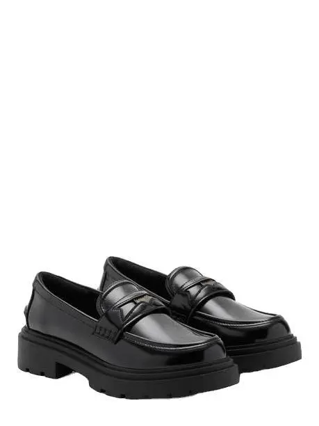 Mango Lug Sole Penny Loafer - Black