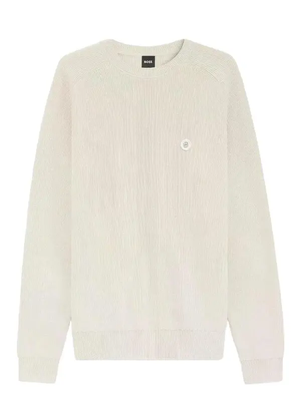 BOSS Ribbed Round-neck Sweater - Neutrals