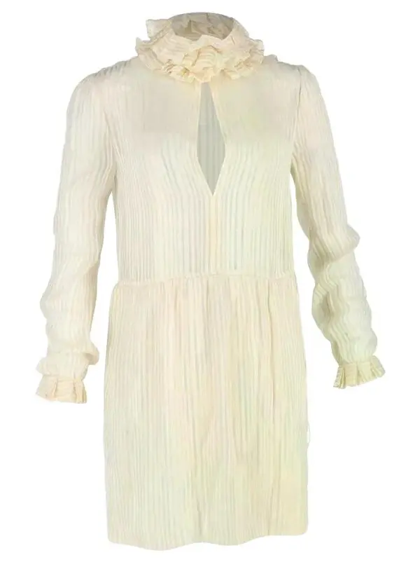 Saint Laurent Lamé Striped Mini Dress - Neutrals