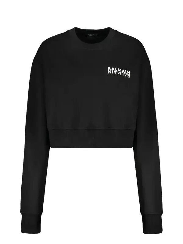 Balmain Cropped Logo Sweatshirt - Black