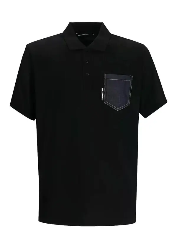 Karl Lagerfeld Denim-pocket Polo Shirt - Black