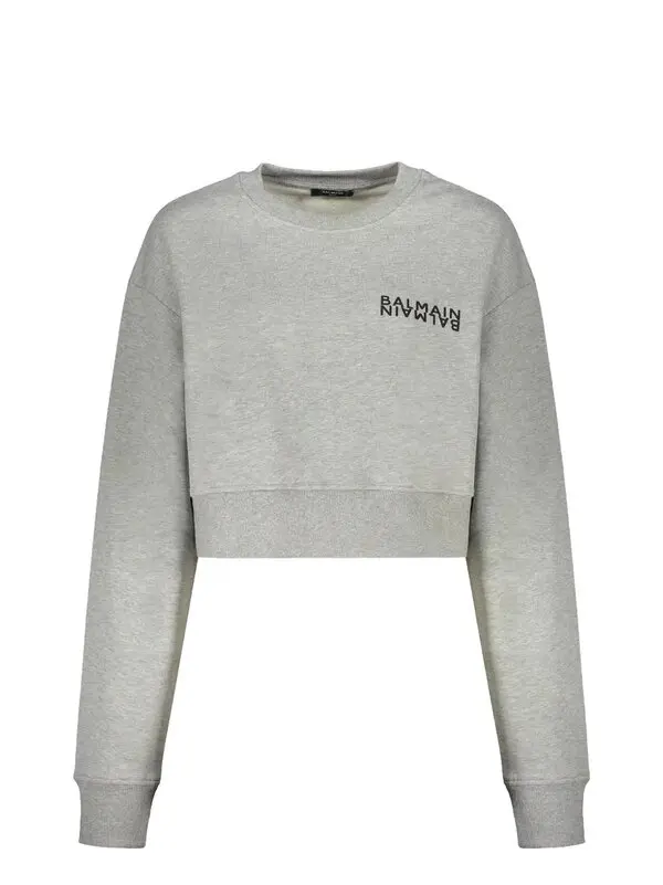 Balmain Cropped Sweatshirt - Grey