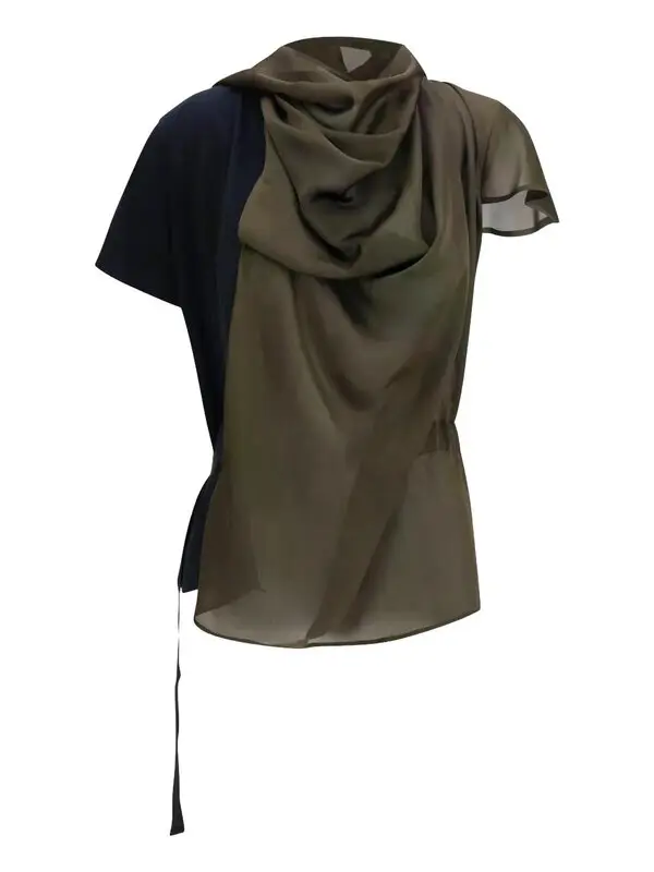 Sacai Draped-design T-shirt - Brown