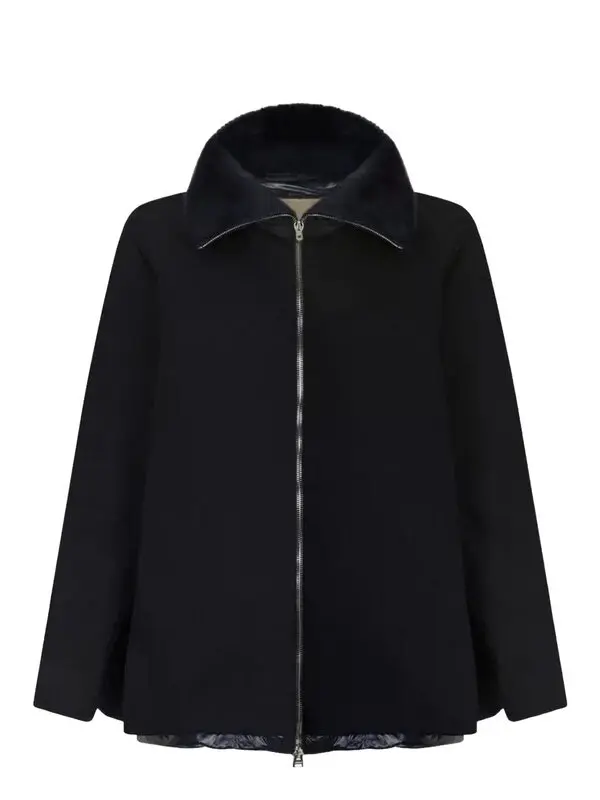 Herno Fur Collar Zip Coat - Black