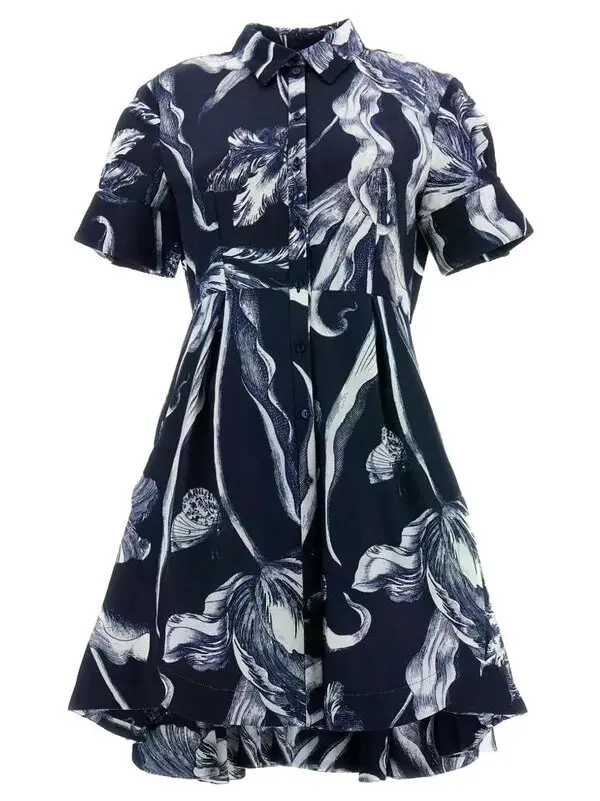Erdem Floral Print A-line Dress - Blue
