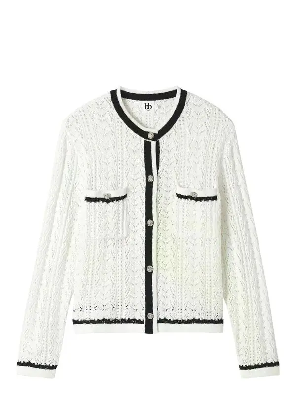 B+AB Contrasting-trim Cardigan - White