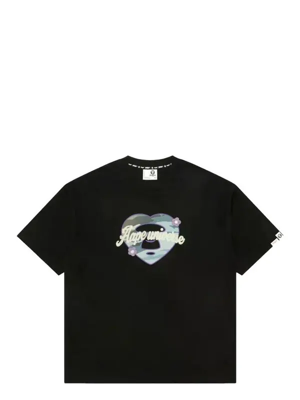 AAPE BY *A BATHING APE® Heart-appliqué T-shirt - Black