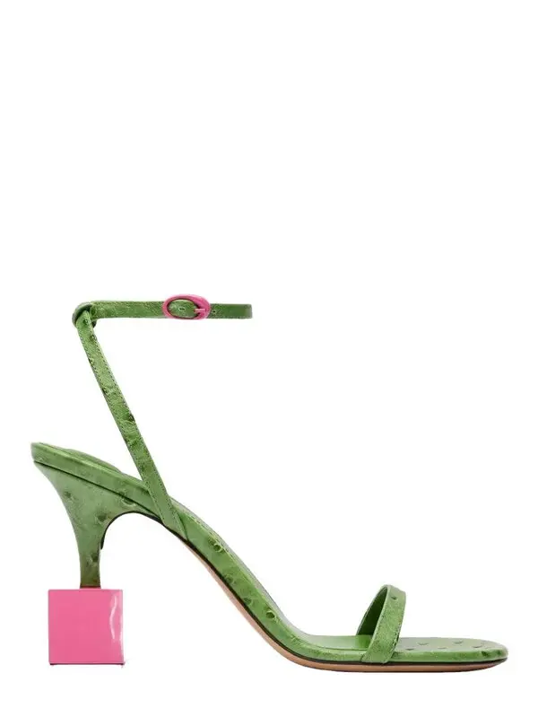 Jacquemus The Bisou Cube-heel Sandals - Green