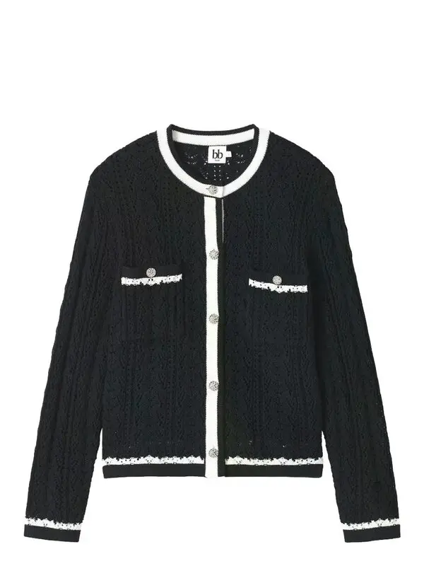 B+AB Contrasting-trim Cardigan - Black