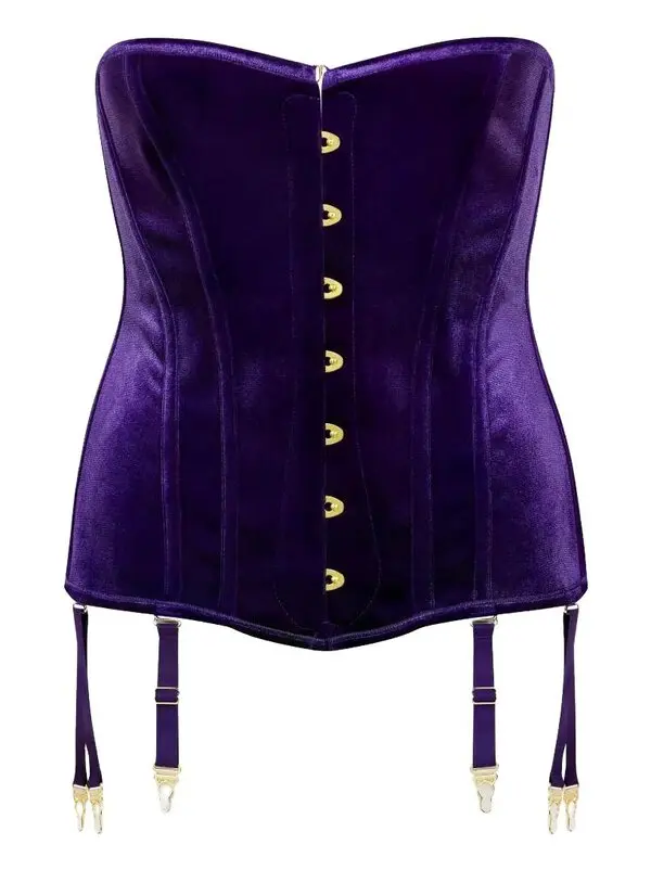MAISON CLOSE Lace-up Garter Corset - Purple