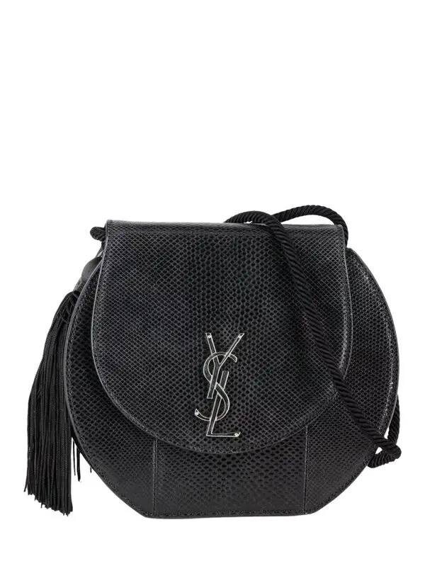 Saint Laurent Demi Lune Minaudière Snakeskin-embossed Shoulder Bag - Black