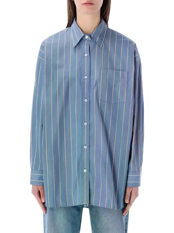 A.p.c. Striped Shirt With Pocket - Blue