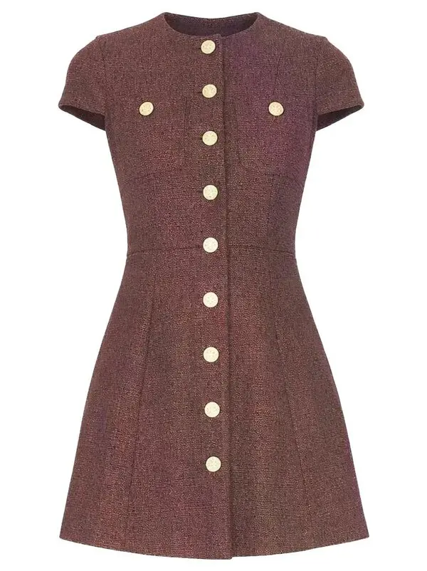 Alice + Olivia Shiloh Buttoned Short-sleeve Dress - Brown