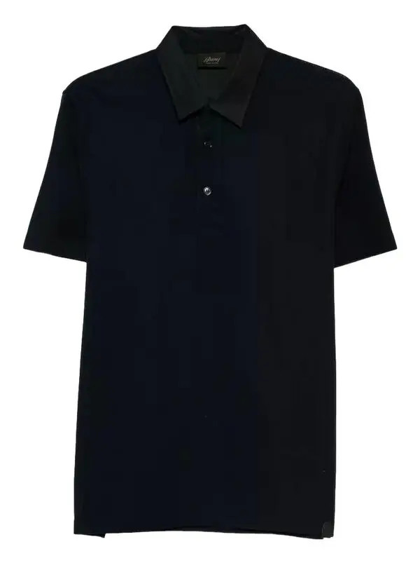 Brioni Contrast-collar Polo Shirt - Blue
