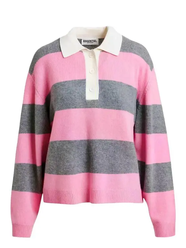Essentiel Antwerp Striped Polo Top - Pink