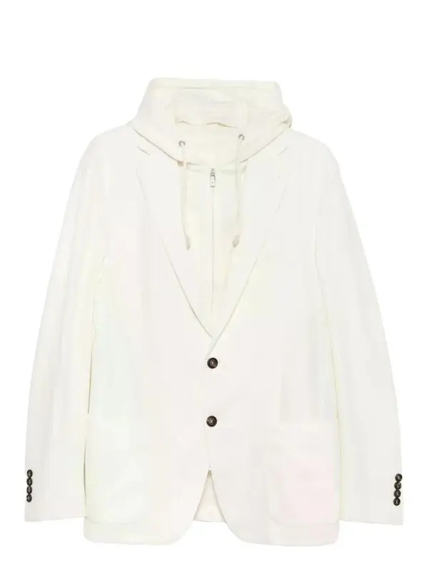 Eleventy Hooded Single-breasted Blazer - White