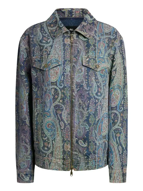 Etro Floral Paisley Denim Jacket - Blue
