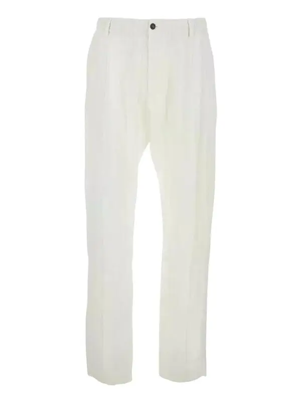 Emporio Armani Drawstring Linen Trousers - White
