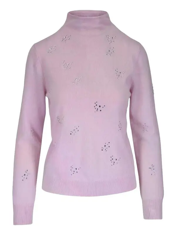Kinross Cashmere Embellished Funnel-neck Sweater - Pink