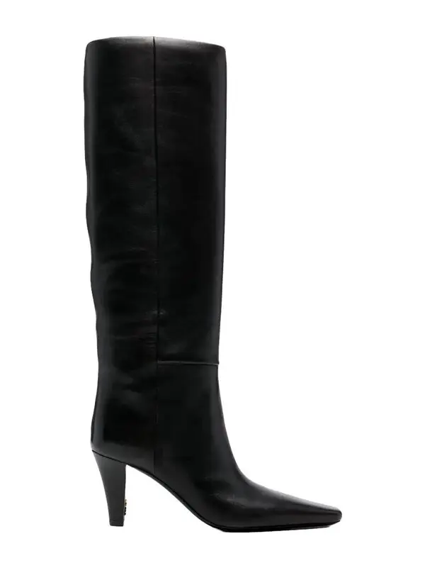 Saint Laurent Square Toe Leather Boots - Black