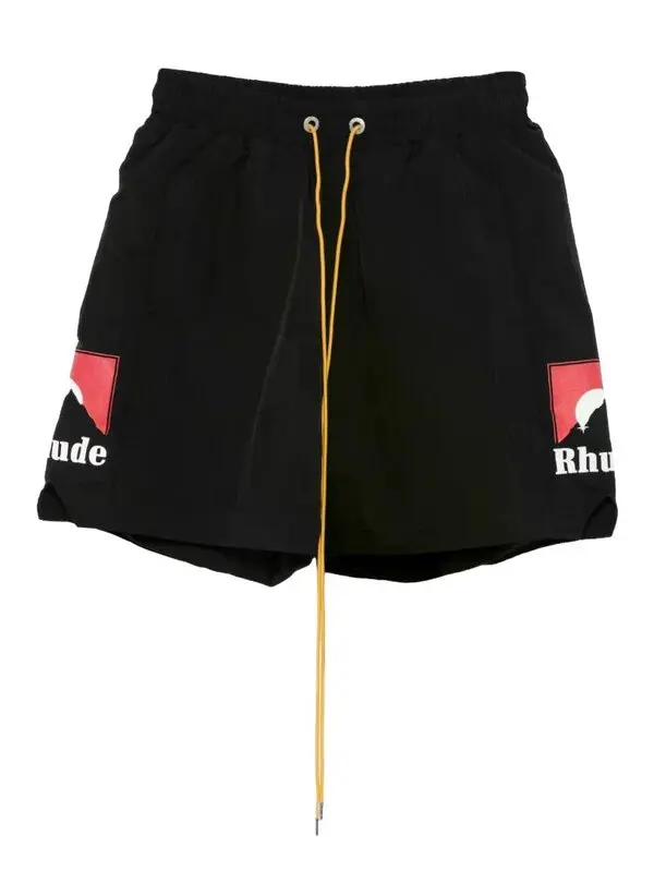 Rhude Logo Drawstring Shorts - Black