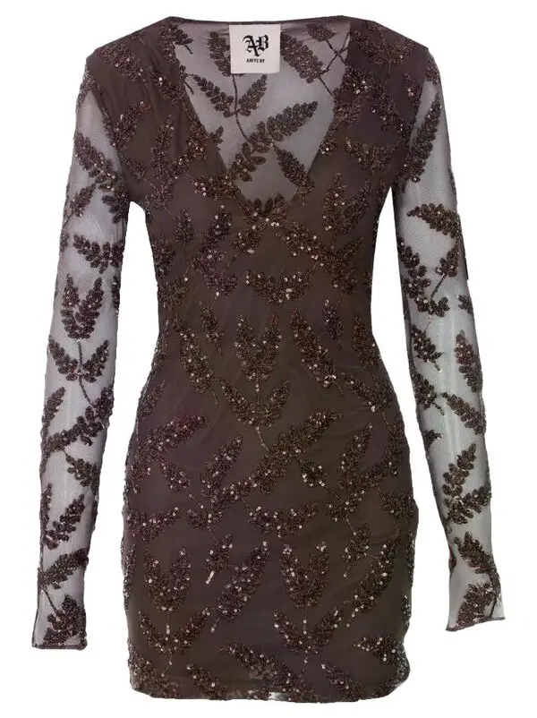 ANIYE BY Sequined Embroidered Mini Dress - Brown