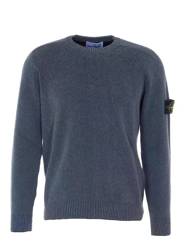 Stone Island Crew-neck Sweater With Logo Patch - Grey